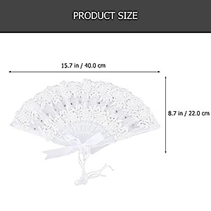 FOMIYES Lace Peal Fan Folding Hand Fans Wedding Bride Fan Dance Fan Decorative for Performance Wedding Dancing Church Party
