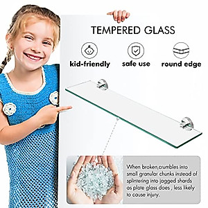 KES Glass Bathroom Shelf, 23.6 Inches Glass Shelf for Bathroom with Tempered Glass Floating Shelves Bathroom SUS 304 Stainless Steel Wall Mount Brushed Finish, A2024S60-2