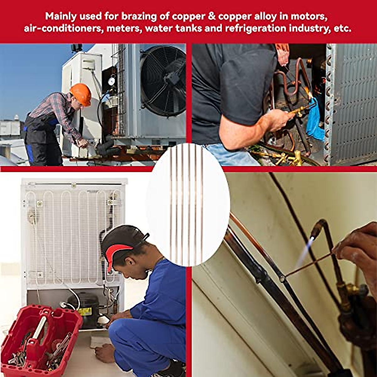 Silver Brazing Rod 15% BCuP-5 20 Flat Bar Welding Silver Nitrate Sticks JAgP-15 Silver Phos Soldering Rods 0.050"x1/8"x14" for Air-conditioners, Refrigerators and Freezers