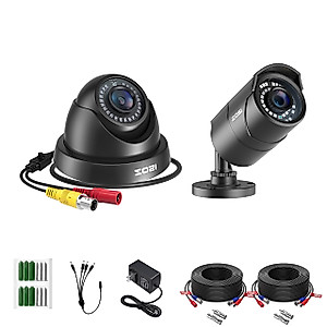 ZOSI 2Pack 1080p Bullet Dome Security Camera Outdoor Indoor (Hybrid 4-in-1 HD-CVI/TVI/AHD/960H Analog CVBS), IR Night Vision, Weatherproof CCTV Camera
