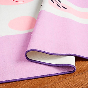 Home Dynamix Everwash Imagine Llama Kids Machine Washable Area Rug, Purple/White, 3'x5'