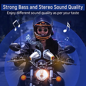 LEXIN Q3 Motorcycle Speakers Bluetooth Waterproof, 3" Full Range Handlebar Audio Systems for Harley with Stereo/Bass Sound, Turning Light, Bluetooth V5.1, FM Radio, Fits ATVs/UTVs, Chrome