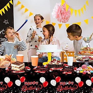 41pcs Black and red Party Supplies ,include 20 Plates, 20 Napkin and 1pcs Tablecloth,Used for Black and red Birthday Party Decoration (AAA)