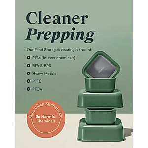 Caraway 3pc Glass Food Storage Set – 10 Cup, 6.6 Cup, & 4.4 Cup Food Containers - Ceramic Coated - Non Toxic Non Stick Lunch Box with Glass Lids - Dishwasher, Oven, & Microwave Safe - Navy