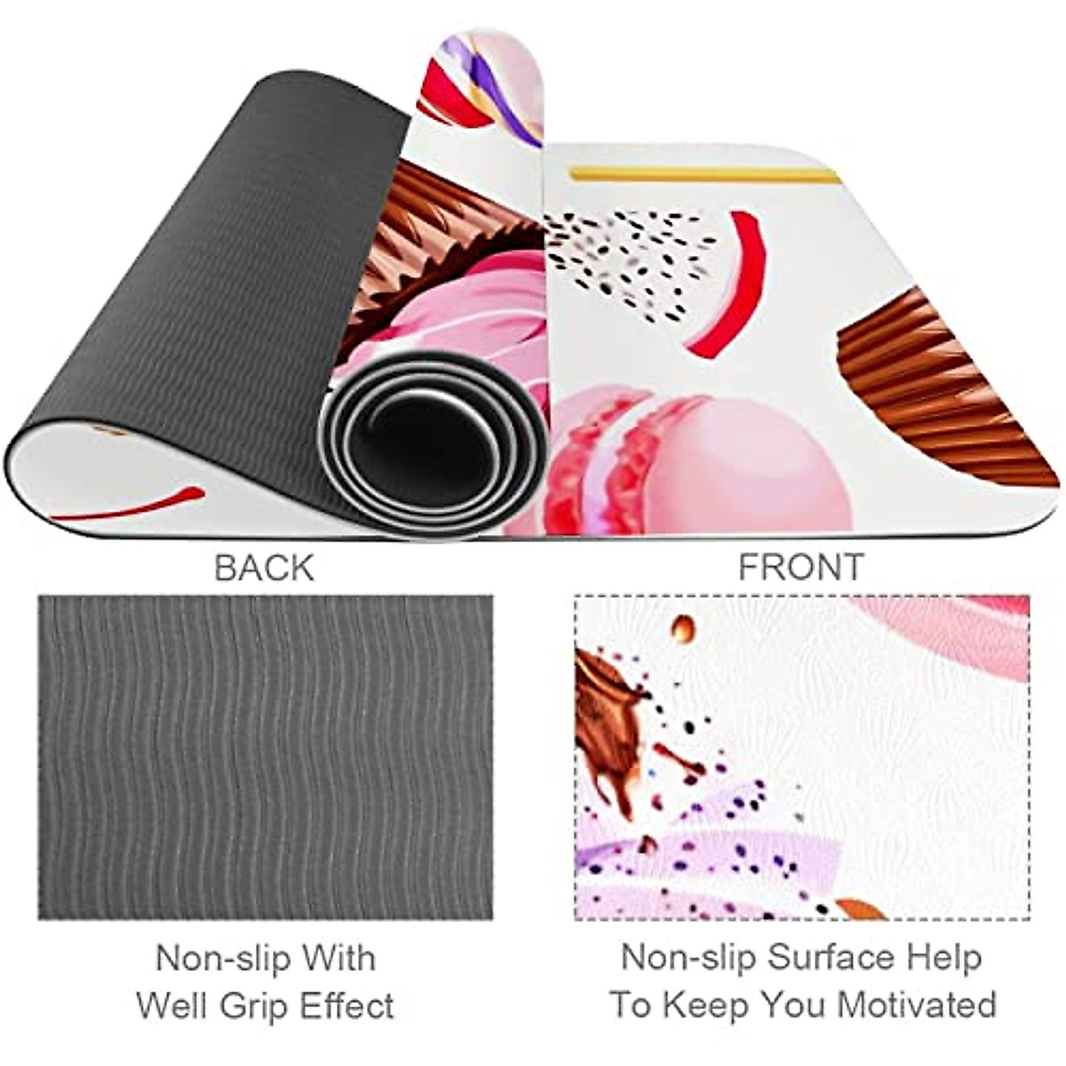 Yoga Mat, Yoga Mats for Home Workout, Workout Mat, Exercise Mats, Pilates Mat, Ice Cream Gourmet