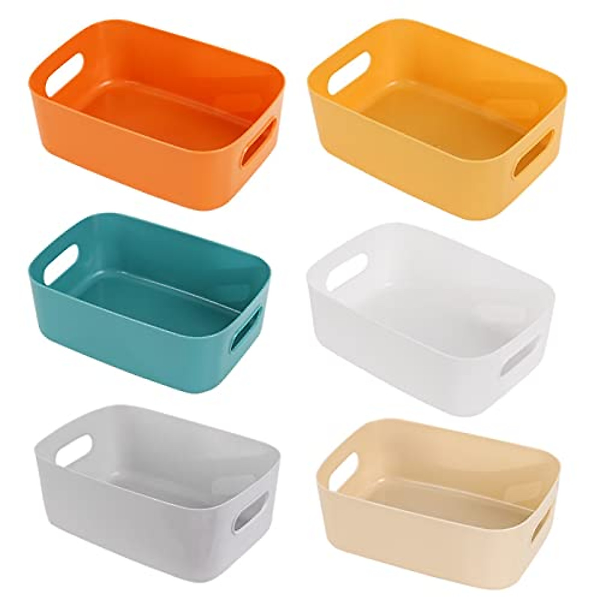 curfair Storage Box Storage Container Convenient Smooth Surface Handle Design Solid Color Versatile Plastic Storage Bin for Bedroom Storage Bin Easy to Clean -Green-Large##