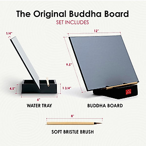 The Original Buddha Board Art Set: Water Painting w/ Bamboo Brush & Stand for Mindfulness Meditation – Inkless Drawing Board - Painting & Art Supplies – Ideal Relaxation Gifts for Women or Men