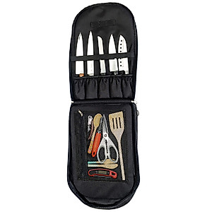 EVERPRIDE Chef Knife Bag (19 Slots) Holds 15 Knives PLUS 4 Zipper Compartments for Cooking Tools, Tablets and More - Lightweight Backpack for Chefs and Culinary School Students (Bag Only)