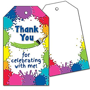 25 Art Paint Party Thank You Favor Tags - Rainbow Colors