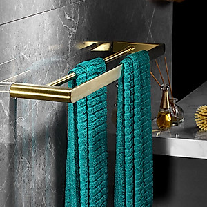 Towel Rail Bar, Stainless Steel Double Towel Holder, 40cm - 80cm Wall Mounted Polished Bath Towel Rack for Bathroom and Kitchen, Gold