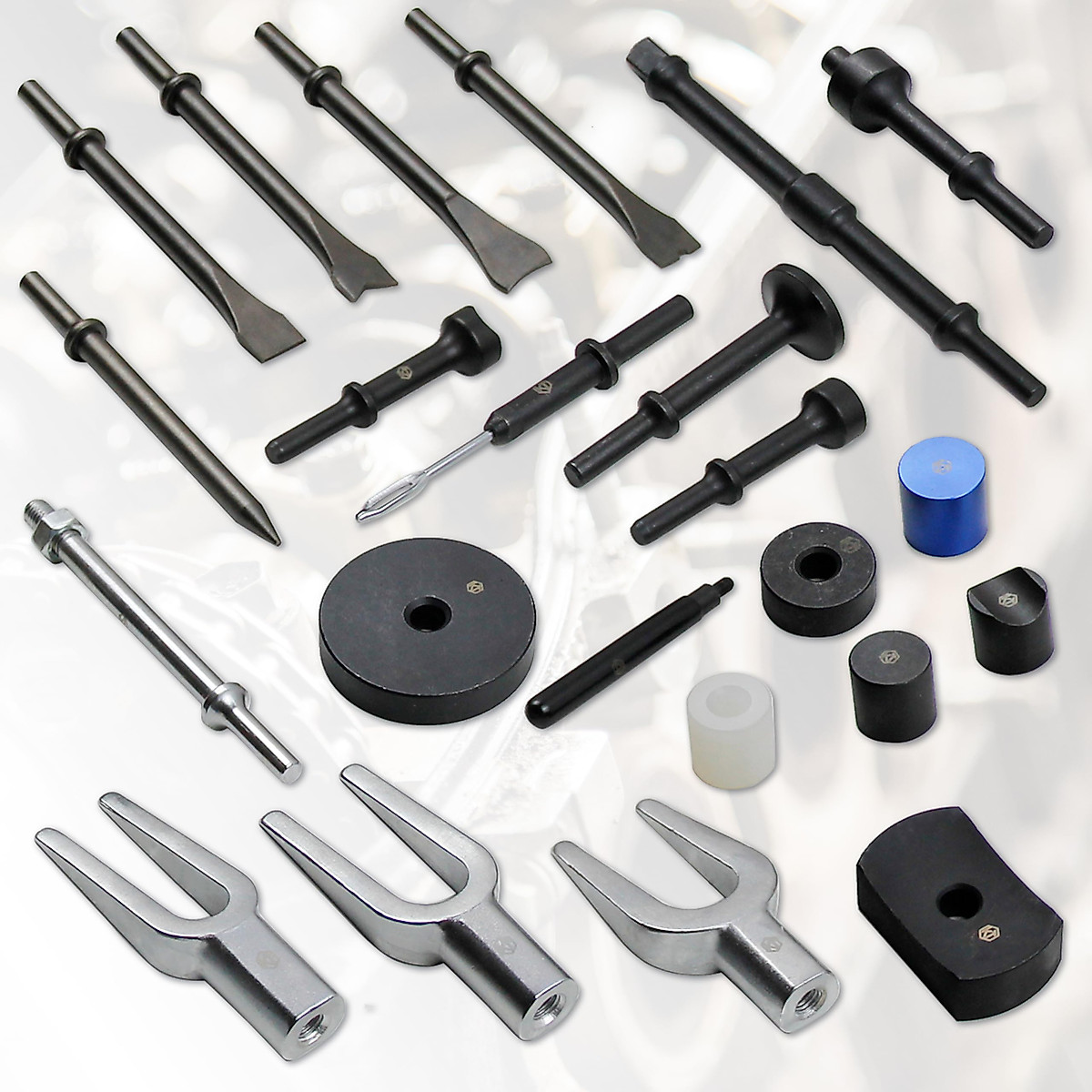 Air Hammer Kit Multi-functional 24 PCS, Pneumatic Hammer 2200 BPM, Air Hammer Piece Chisel Set with Carrying Case & Gloves