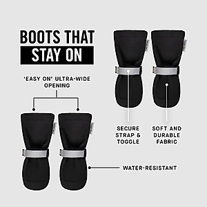 Canada Pooch Dog Winter Boots - Paw Protection, Anti-Slip Dog Shoes with Reflective Velcro Strap, Easy On for Small Medium Large Dog Booties - Black, Size 6