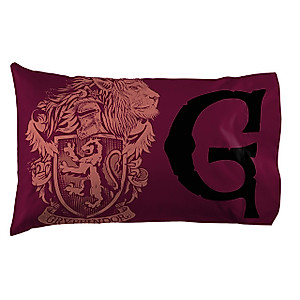 Jay Franco Harry Potter House of Gryffindor Reversible Pillowcase, Standard, Maroon