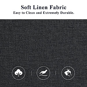 Allewie Queen Size Platform Bed Frame with Wingback/Fabric Upholstered Square Stitched Headboard and Wooden Slats/Mattress Foundation/Box Spring Optional/Easy Assembly, Dark Grey