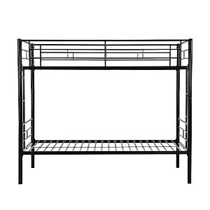Yehha Metal Bunk Beds for Kids & Youths, Twin Over Twin Bunk Bedframe with 2 Ladders and Full-Length Guardrail, No Box Spring Needed, Noise Free, Convertible 2 Beds, Young Black