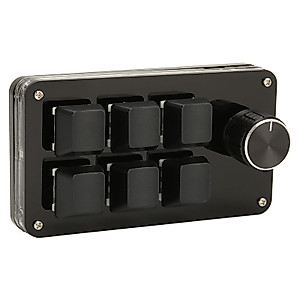 One Hand Macro Mechanical Keyboard, 6 Key Mini Keypad with Knob, DIY Programmable Keyboard for Gaming, Designers and Video Editors