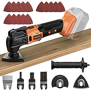 Oscillating Multi Tool for Dewalt 20V Max Battery: Cordless Oscillating Tool - 6 Variable Speed 21000 OPM | Brushless Motor | Woodcutting Blades and Sanding Pad with Sheets | Tool Only