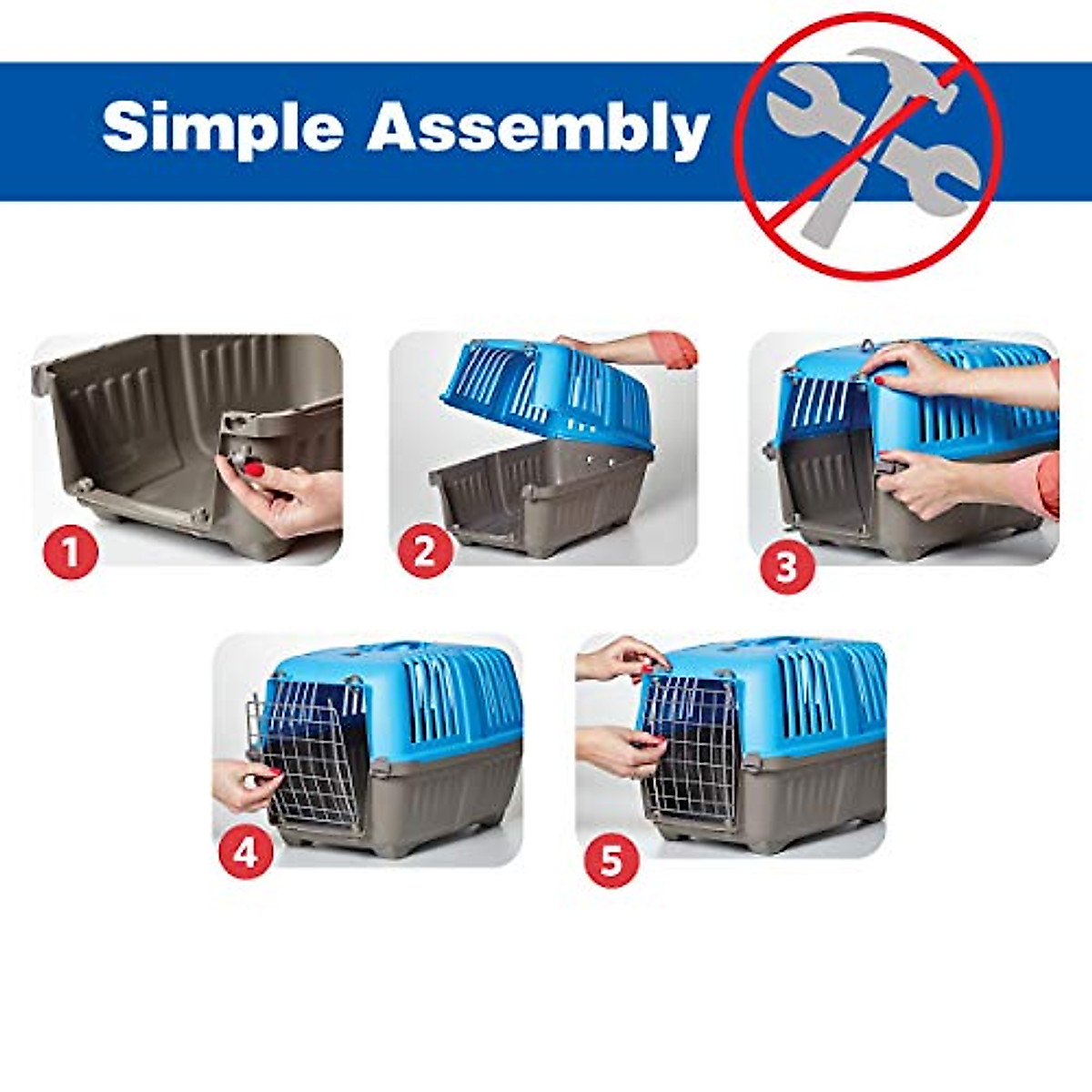 MidWest Homes for Pets Spree Travel Pet Carrier, Dog Carrier Features Easy Assembly and Not The Tedious Nut & Bolt Assembly of Competitors, Blue, 24-Inch Small Dog Breeds (1424SPB)