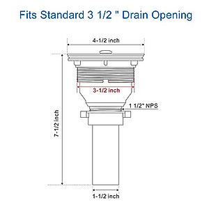 ROVOGO 3-1/2-inch Kitchen Sink Drain, Stainless Steel Removable Deep Basket Strainer, Tailpiece Included