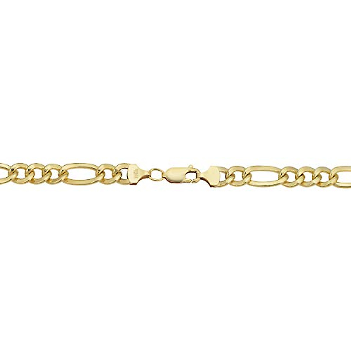 Kooljewelry 14k Yellow Gold Filled Solid Figaro Link Chain Necklace (7.8 mm, 24 inch)
