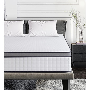 elitspace Full Size Mattress,10 Inch Full Mattress in a Box,Hybrid Memory Foam Full Size Mattresses,Medium Firm Soft and Comfort White Mattress,CertiPUR-US.