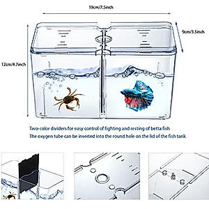 Mini Fish Tank, 3-in-1 Small Betta Bow Tank Stackable Tiny Aquarium Tank - Divided Compartments Beta Fish Tanks for 2 Betas - 2/5 Gallon Fish Bowl for Sea Monkeys Baby Fishes Shrimp Clownfish Guppy