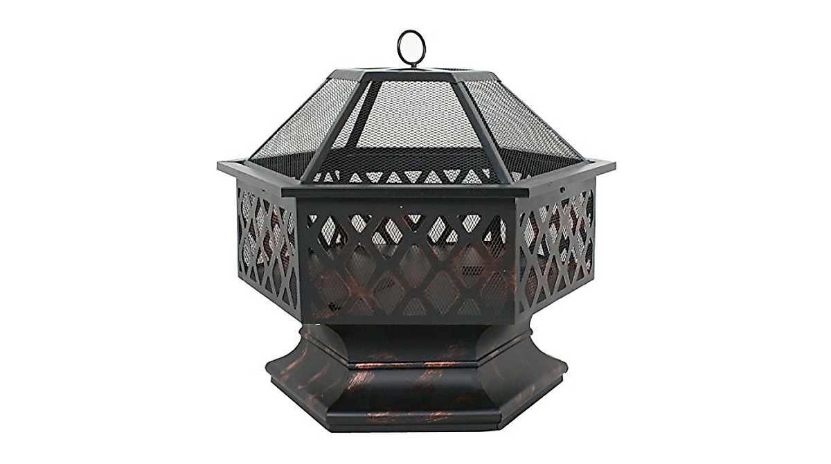 ZenStyle Hex Fire Pit - Durable Steel Wood Burner for Patio & Garden