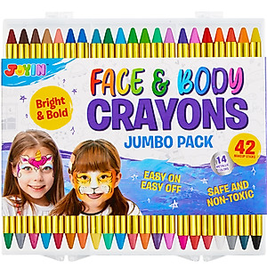42PCS Face and Body Paint Crayons, Face Painting Kit Safe and Non-Toxic Ultimate Party Pack Including 14 Metallic Colors for Birthday Makeup Party Supplies, Festivals, Easter Gifts for Kids