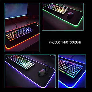 Gaming Mouse Pad Colorful Hexagon Shaped Large Led Mouse Pads XXL RGB Computer Mouse Mat Gaming Accessories Oversized Keyboard Desk Pad 300X600Mm
