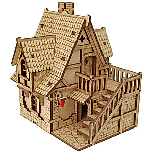 TowerRex Big House D&D Terrain Town Buildings - DND Accessories for Dungeons & Dragons, Pathfinder, Warhammer, Tabletop Battle map Grid, Wargaming Terrain, Scenery for 25mm 32mm 28mm Miniatures