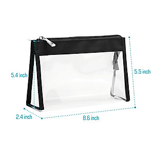 Cambond Clear Makeup Bags, Waterproof TSA Approved Toiletry Bag Clear Travel Bags Clear Cosmetics Bag for Vacation, Clear Pencil Case Stationary Organizer - 8.6 x 2.4 x 5.5 inches, 2 Pack