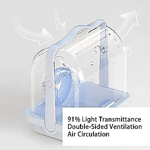 Portable Transparent Small Animal Cage for Pet Hamsters, Gerbils, or Mice, with Free Water Bottle and Running Wheel - Hamster House and Habitat for Reptiles. Perfect for Home or Travel (Blue)