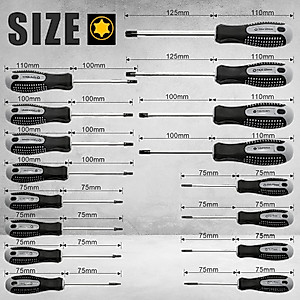 Torx Screwdriver Set of 16 - Magnetic Torx Bit Star Driver - Precision, Mini, Small, & Large Sizes - T3, T4, T5, T6, T7, T8, T9, T10, T15, T20, T25, T27, T30, T35, T40, and T50