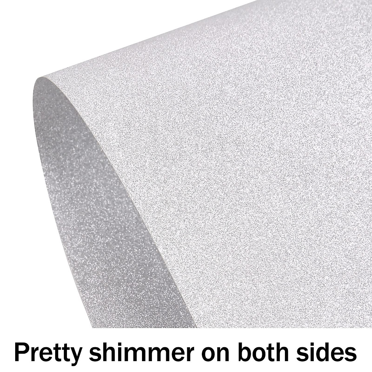 100 Sheets Silver Glitter Cardstock 8.5x11 Double-Sided, Goefun 80lb No-Shed Shimmer Glitter Paper for Scrapbook, Birthday, Wedding Party, Decorations (Not Suitable for Printing)
