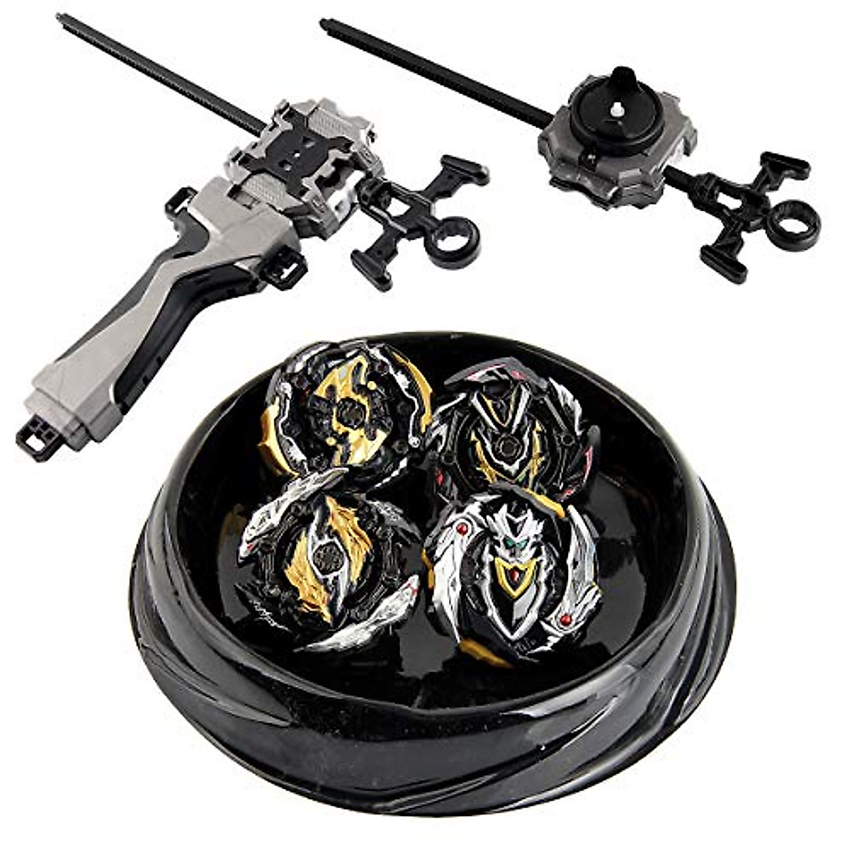 ROKK NOW Metal Fury Bey Battle Burst Gyro Attack with Starter Battle Arena, Launchers & Includes 4 Bay Battling Metal Gyro Bey Battle Top Blades for Adults, Boys & Girls