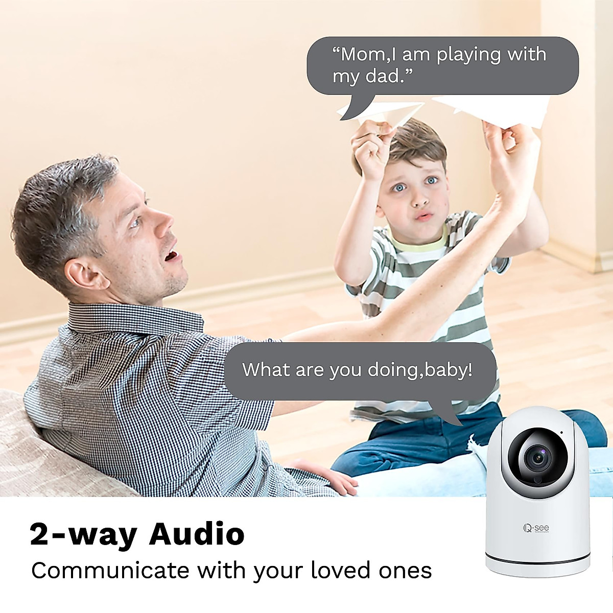 QSEE Indoor Security Camera 2MP 1080p HD Dog Camera, 2.4GHz WiFi with Night Vision, Motion Detection, Cloud & SD Card Storage, 2-Way Audio, Phone APP Control, Smart Home (Hestia)