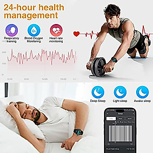 BASICF Military Smart Watches for Men (Answer/Make Call), 1.52" HD Outdoor Sports Smartwatch IP68 Waterproof Fitness Tracker 100+ Sports Modes with Heart Rate, Blood Oxygen Monitor for iOS Android