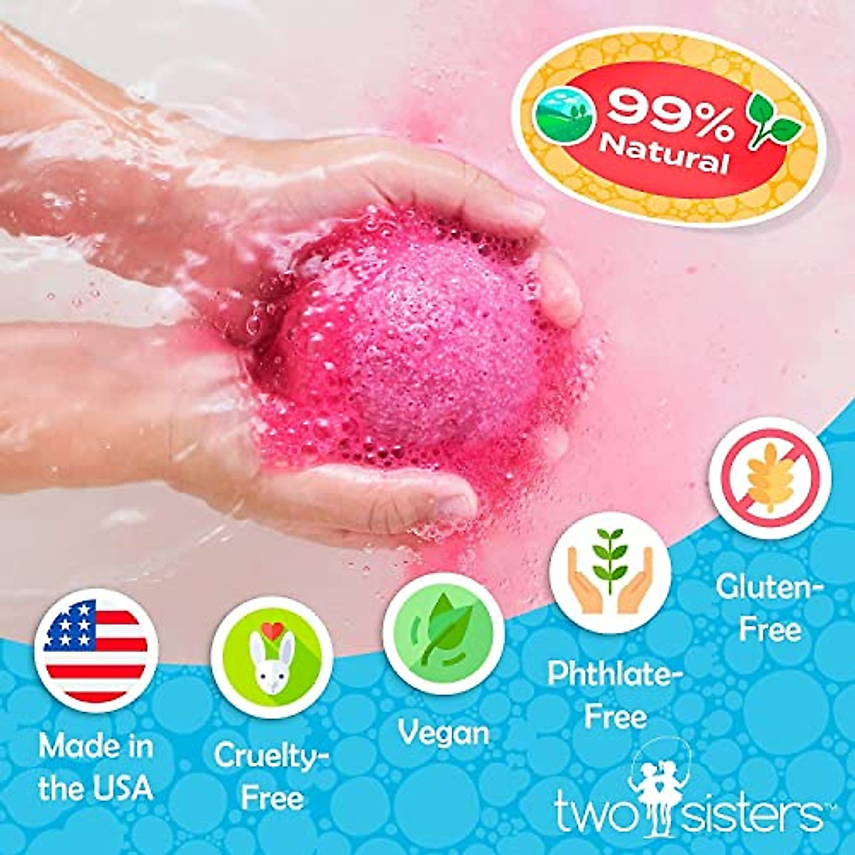 Superhero Bubble Bath Bomb for Kids with Surprise Superhero Toy Inside by Two Sisters. Large 99% Natural Fizzy in Gift Box. Moisturizes Dry Sensitive Skin. Releases Color, Scent, Bubbles
