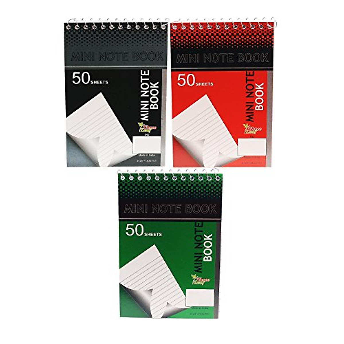 Personal Mini Notebooks, 4x6-Inch, College Ruled, White, 50 Pages per, Pack of 3 Random Colors: Black, Blue, Green, Red from Northland Wholesale. (2-Pack, 6 Mini-Notebooks)