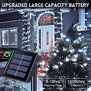 POTIVE 2 Pack Each 100 LED Solar Christmas Lights, 42.7 Ft Green Wire Solar String Lights Outdoor Waterproof, 8 Modes White Solar String Lights for Christmas Valentines Wedding Tree Patio Decorations