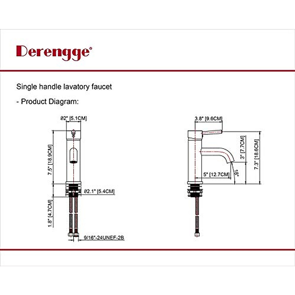 Derengge Single Lever Bathroom Faucet,Single Hole Bathroom Sink Faucet,Brushed Gold Lavatory Faucet,F-509-CS