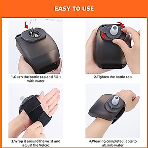 MUSKULO MONSTRO Sports Wrist Water Bottle, Hands Free Wearable Bottle, Leak Proof Silicone 7 Oz (200ml) Portable Bottle for Running Cycling Climbing Jogging and Gym Outdoor Activity (Black)