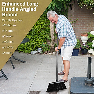 Roshtia 8 Pcs Heavy Duty Broom Set 58 Inch Outdoor Indoor Broom Commercial Stiff Broom with Long Handle Angle Broom Garage Broom Concrete Broom Outside Broom Outdoor Brooms for Sweeping Patio (Gray)