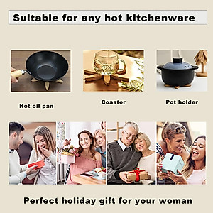 Wooden Trivets for Hot Dishes-Tree Shape Trivet Set,Trivets for Hot Dishes - 4 Wooden Trivet + 1 Stand for Hot Dishes/Pot/Bowl/Teapot/Hot Pot Holders (Walnut)