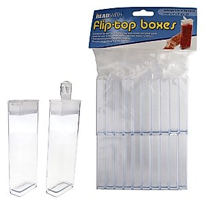 The Beadsmith Clear Plastic Boxes - Rectangle with a Flip Top Cap - 7/16” x 1” x 3” - Use for Beads, Bath Salts, Wedding & Party Favors, Home or Office Storage - Bag of 20