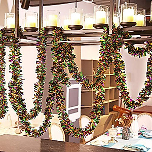 33 Feet Mardi Gras Tinsel Purple Green Gold Metallic Streamers Garland Festooning Garland Glittering Hanging Decoration for Mardi Gras Wedding Birthday Disco Party Decorations Supplies