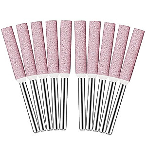 PRECIHW 10 Pack Chainsaw Sharpener Stone, Burr Grinding Stone File, Polishing Grinding Tool Grinding Bits for Chainsaw Sharpener, Pink, 3/16 Inch/ 4.8 mm