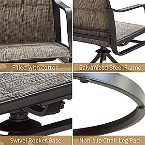 Top Space Patio Dining Chairs Textilene High Back Outdoor Swivel Rockers Set with All Weather Frame (Gray,Set of 2)