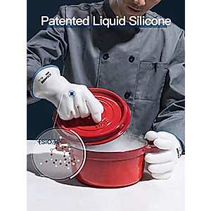 Wahoo Liquid Silicone Smoker Oven Gloves, Food-Contact Grade, Heat Resistant Gloves for Cooking, Grilling, Baking, White, XL/10