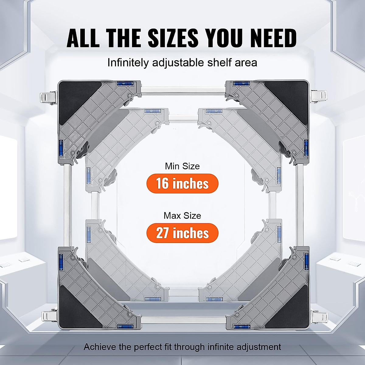 VEVOR Mini Fridge Stand, 27’’ Universal Mobile Base with 4 Strong Feet, 4 Locking Swivel Wheels, Adjustable Furniture Mover Mobile Base for Washing Machine, Refrigerator, Washer and Dryer